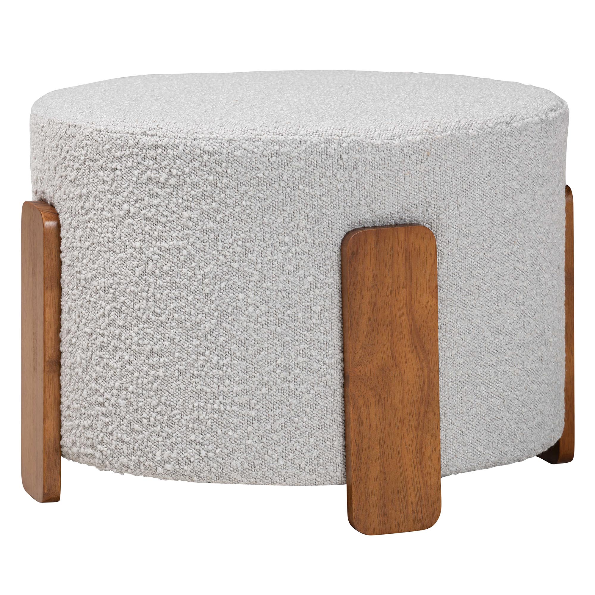 Baxton Studio Finlay Modern Japandi Light Grey Boucle Fabric and Walnut ...