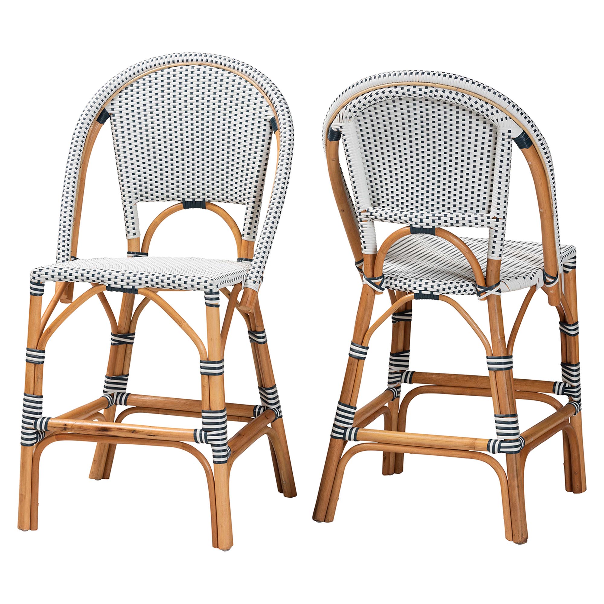 bali & pari Genica Classic French Two-Tone Navy and White Weaving and ...