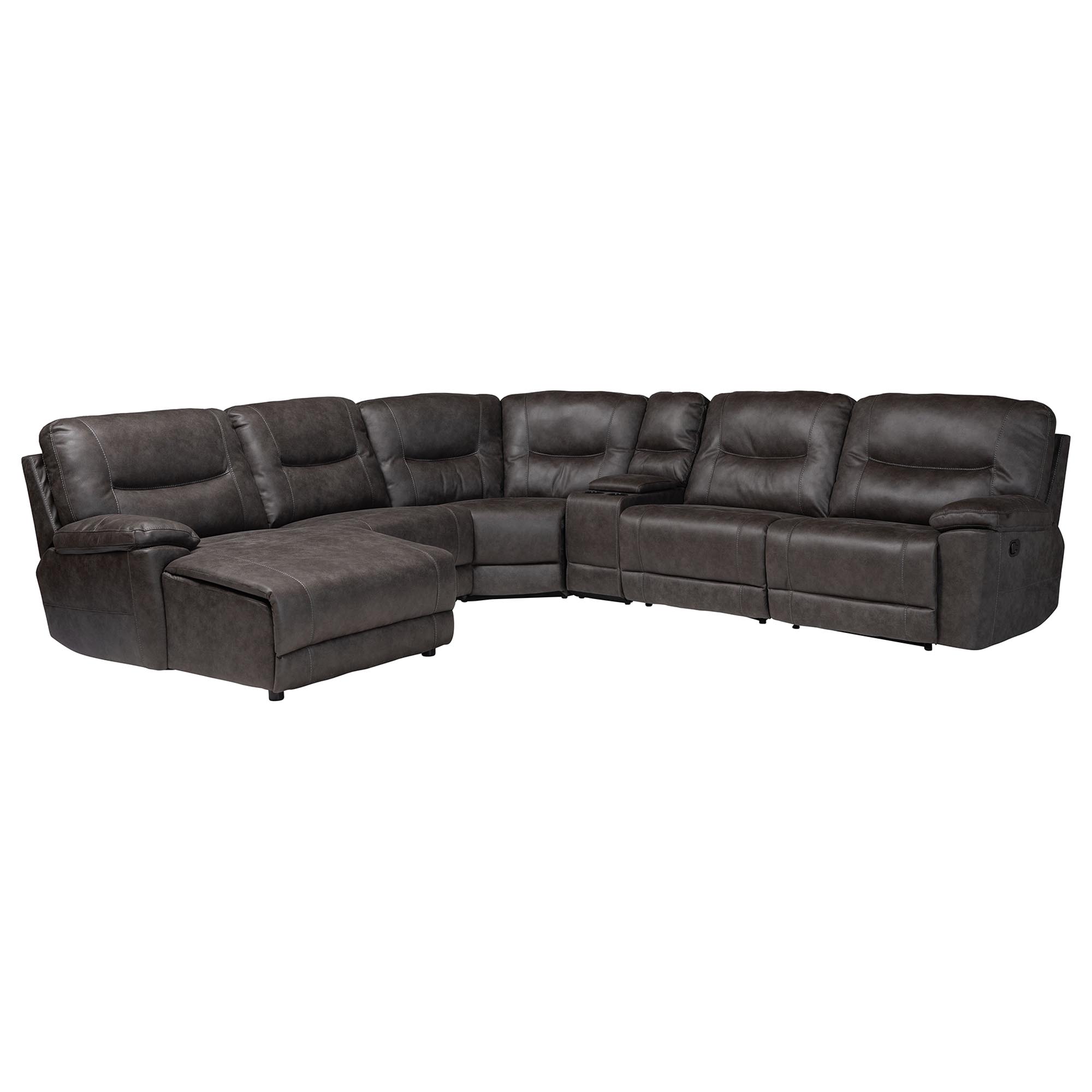 Baxton Studio Mistral 6-Piece Reclining Sectional Sofa with Left-facing ...